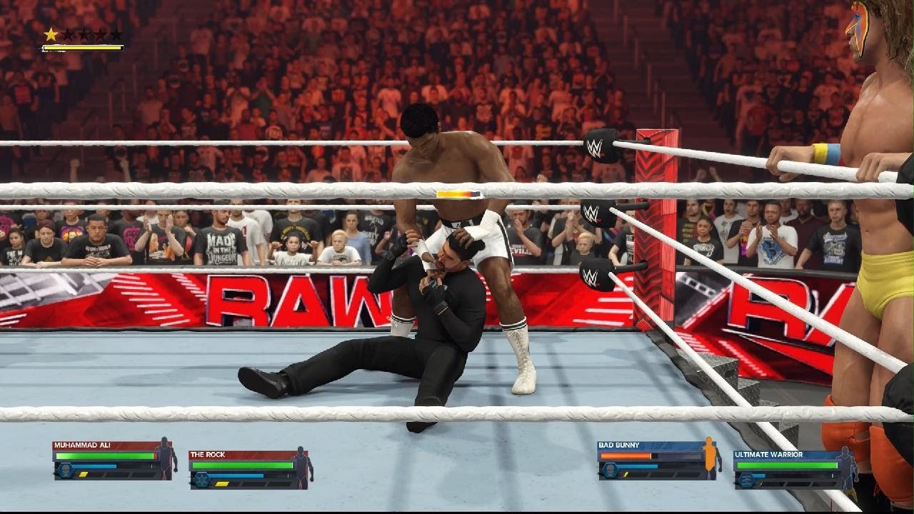 Muhammad Ali and The Rock VS Bad Bunny and Ultimate Warrior (WWE 2K24 ...