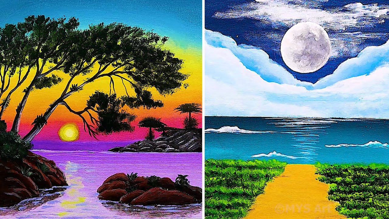 6 Super Easy Painting Lesson Ideas - Painting For Beginner - YouTube