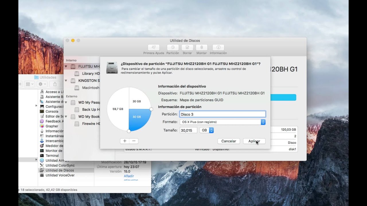 Crear partición utilidad de discos OS X El capitan - YouTube