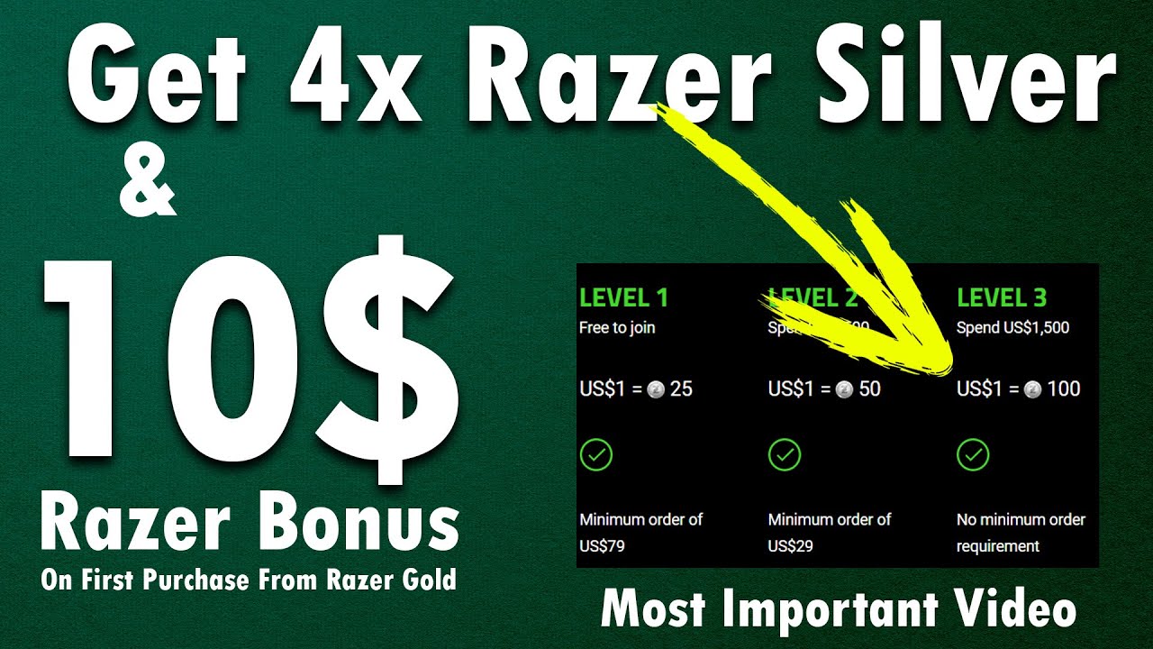 10$ Razer Bonus & 4x Earn Razer Silver Faster ⏩🚀 - YouTube