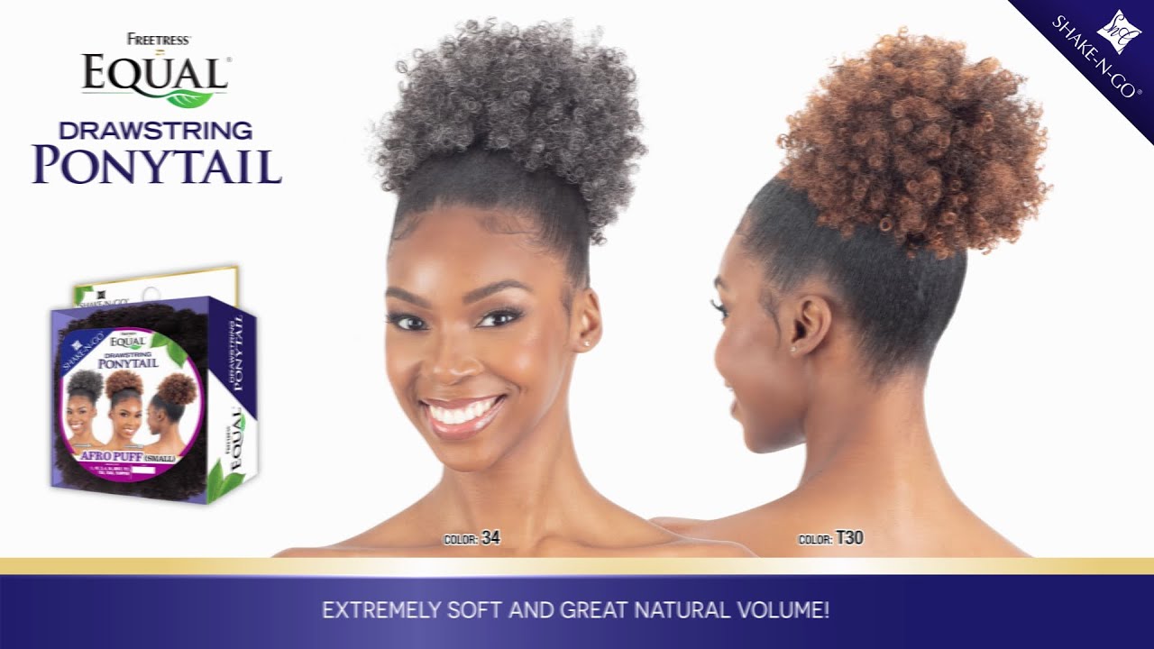 Freetress Equal Drawstring ponytail - Afro Puff Small - YouTube