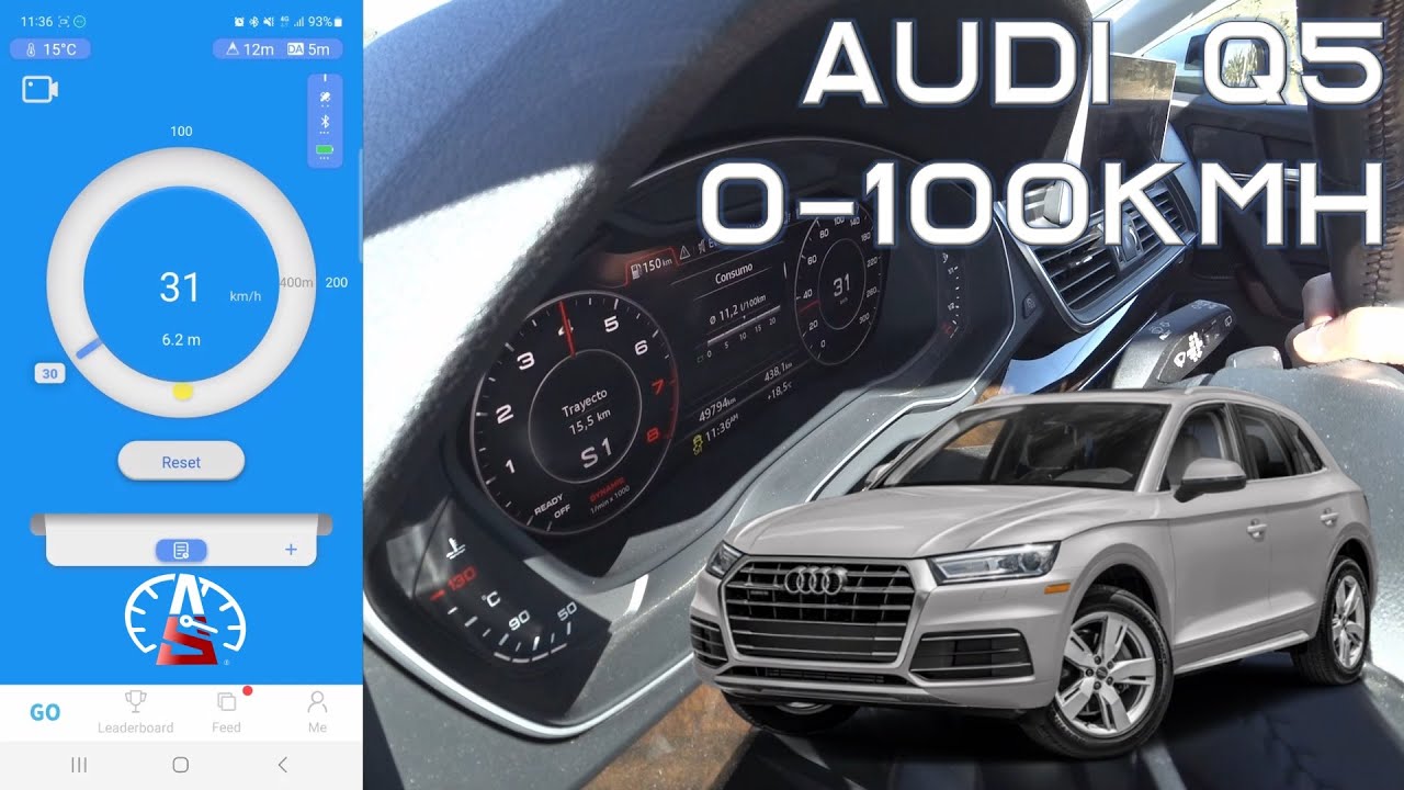 Audi Q5 2.0 Turbo 0-100km/h (0-62MPH) #dragy - YouTube