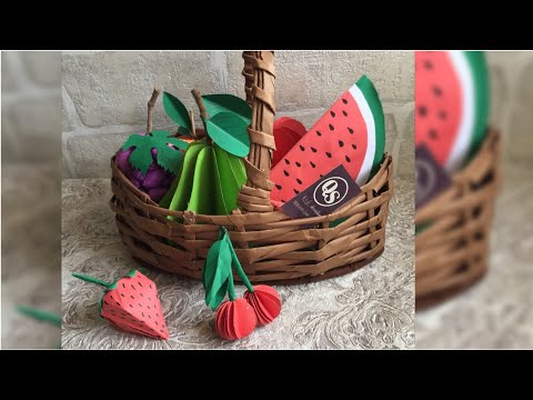 Kağızdan meyvə səbəti hazırlanması | Kagittan el isi | Meyve sepeti yapimi
