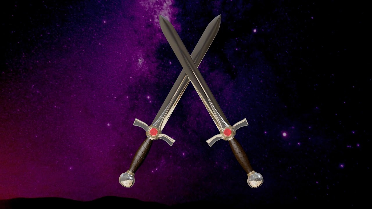 two swords crashing together with universe like background // vfx ...