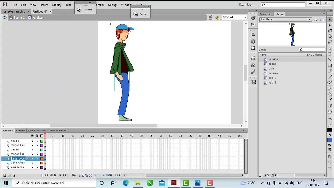 Membuat Animasi Orang Berjalan Adobe flash / animate - YouTube