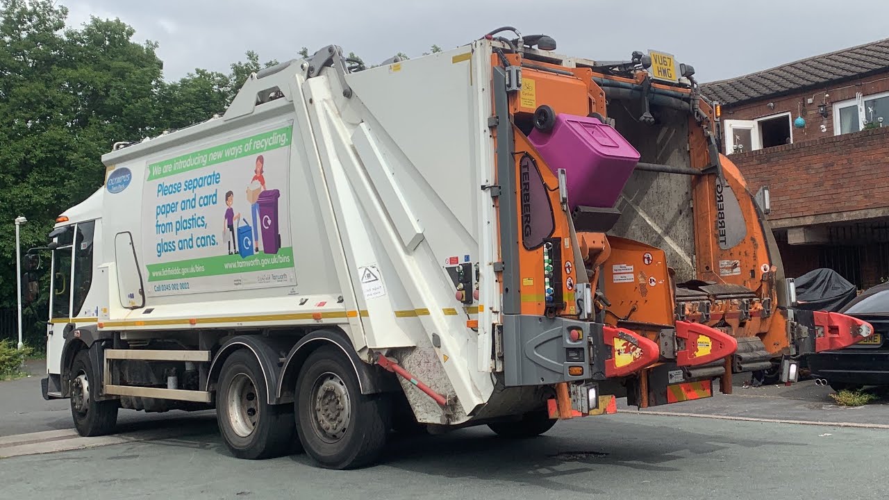 Flats Bins! Dennis Elite 6 Refuse Truck On Split Recycling, HWG - YouTube