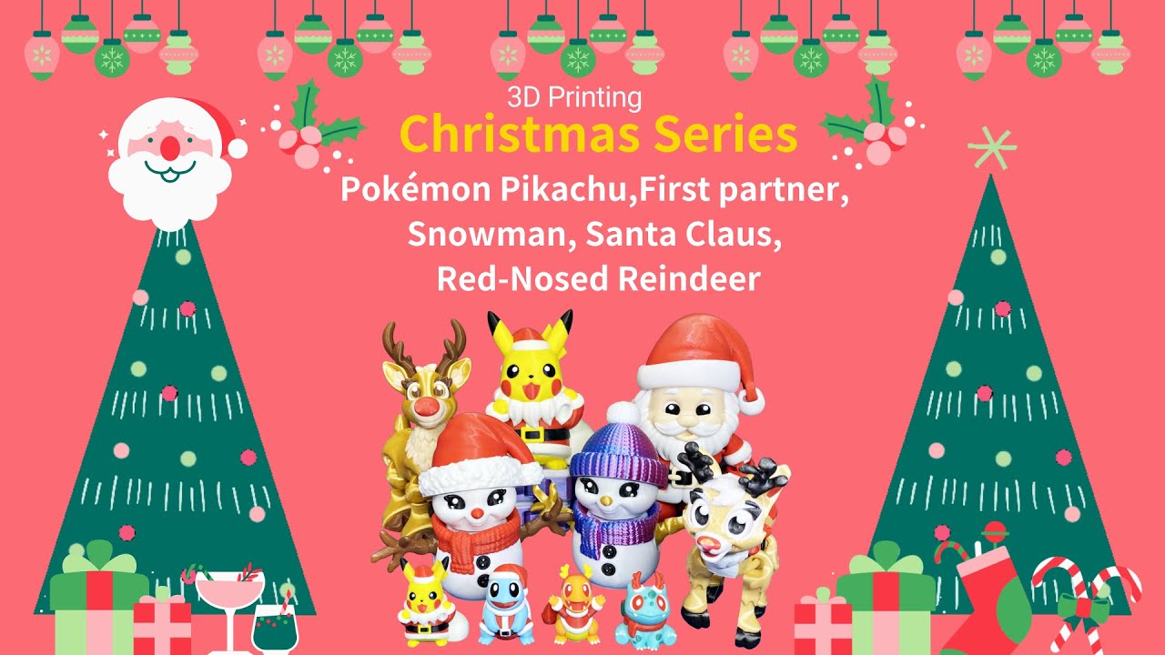 Christmas Series-Pokémon Pikachu,First partner, Snowman, Santa Claus ...