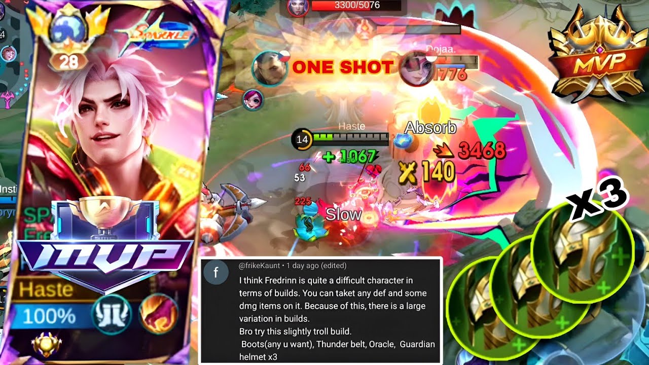 Fredrinn New Unlimited Health MVP Build 🔥| WTF!!! 3x Guardian Helmet ???| Fredrinn Best Build ...