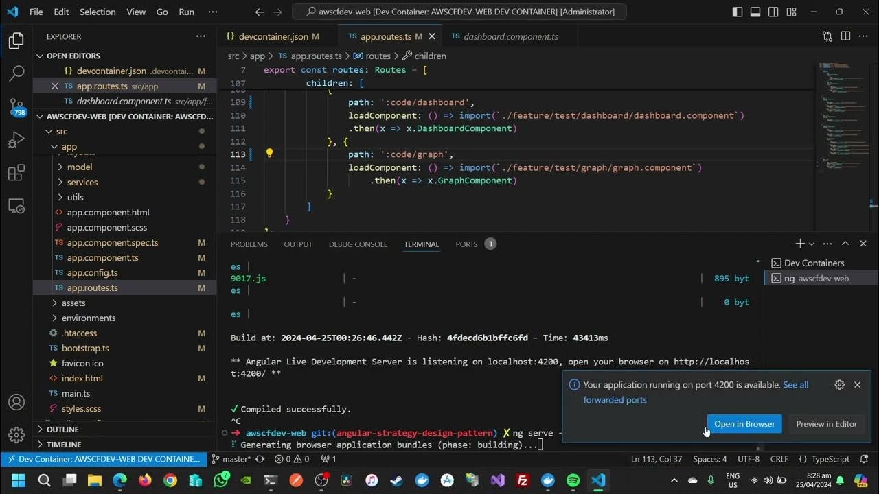 How to implement Strategy Design Pattern in Angular while working inside VS Code Dev Containers ...