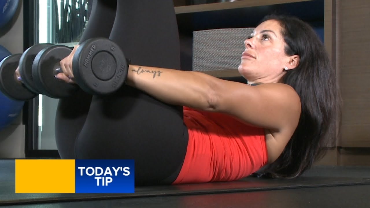 Fitness tip: Tabletop crunch with weighted tap - YouTube