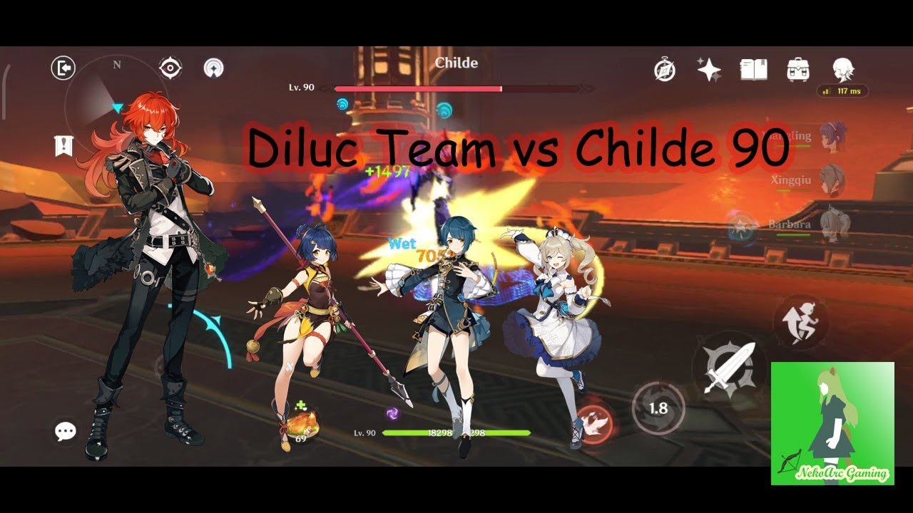 Diluc Team vs Childe Lv 90 (Golden House) - Genshin Impact (Mobile ...