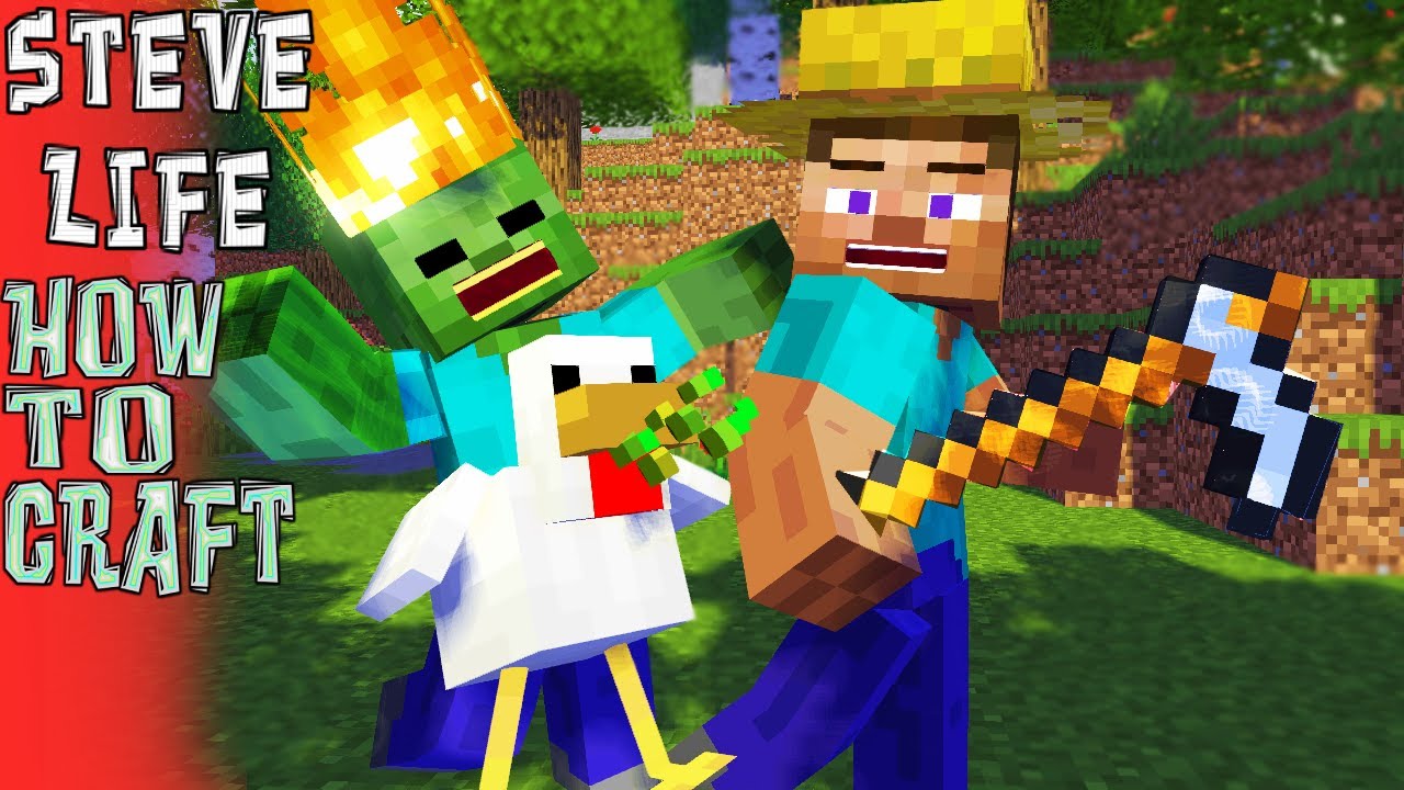 STEVE LIFE animation crafting a Hoe animation - YouTube