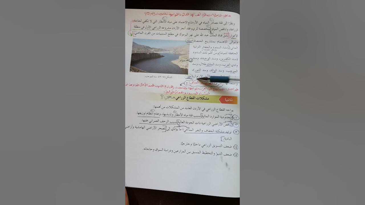 شرح درس الزراعة في الأردن تاريخ الأردن توجيهي وحل أسئلة عليه من الملف