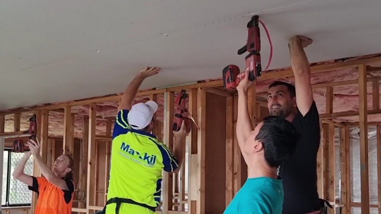 Drywall Fixing Ceilings With Hilti Collated Screw Guns - YouTube
