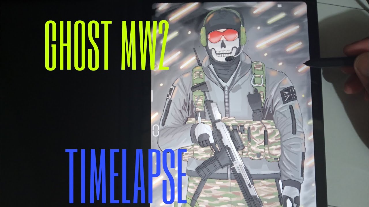 Ghost MW2 Timelapse Digital Drawing - YouTube
