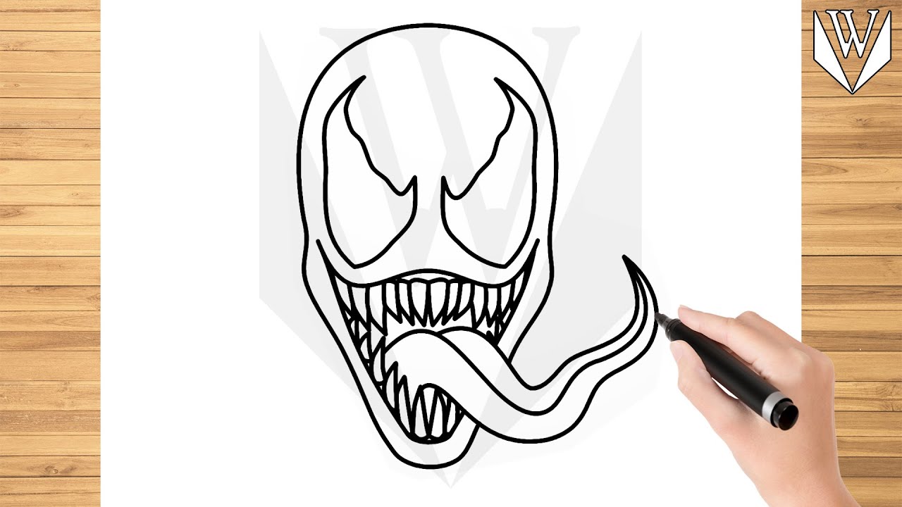 How to draw VENOM Step by step Tutorial | Free Download Coloring Page ...