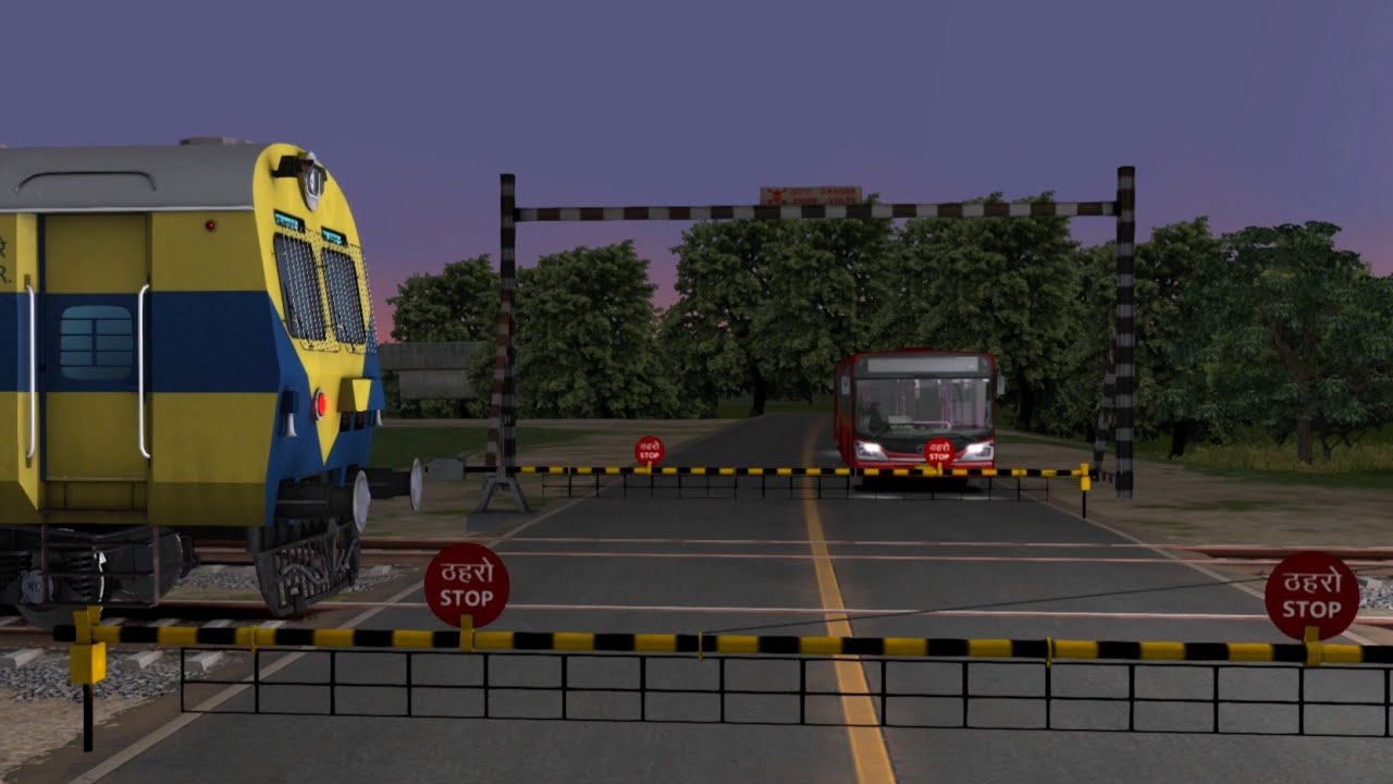 MEMU LOCAL PASSENGER TRAIN CROSSING AT RAILROAD CROSSING | BeamNG.Drive ...