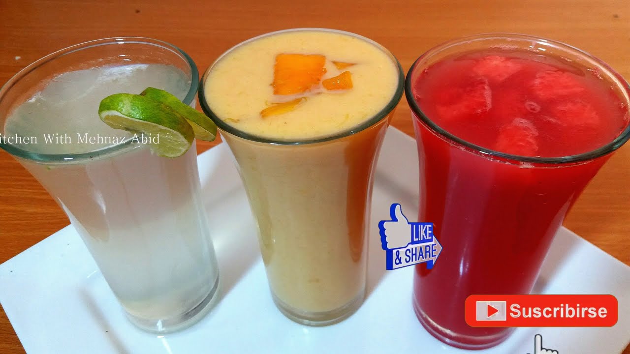 3 Refreshing ways Tarbooz ka juice Lemon juice Mango juice recipe for ...