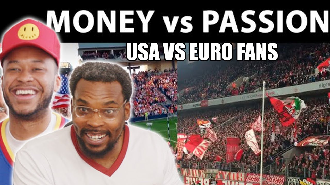 Americans React to Football Fans and Atmosphere USA vs Europe - YouTube