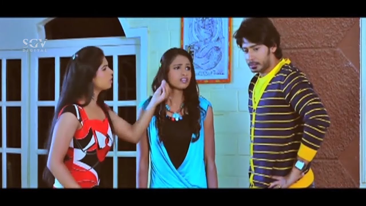 Girls fighting for Prajwal Devaraj's Love | Kannada Comedy Scene ...