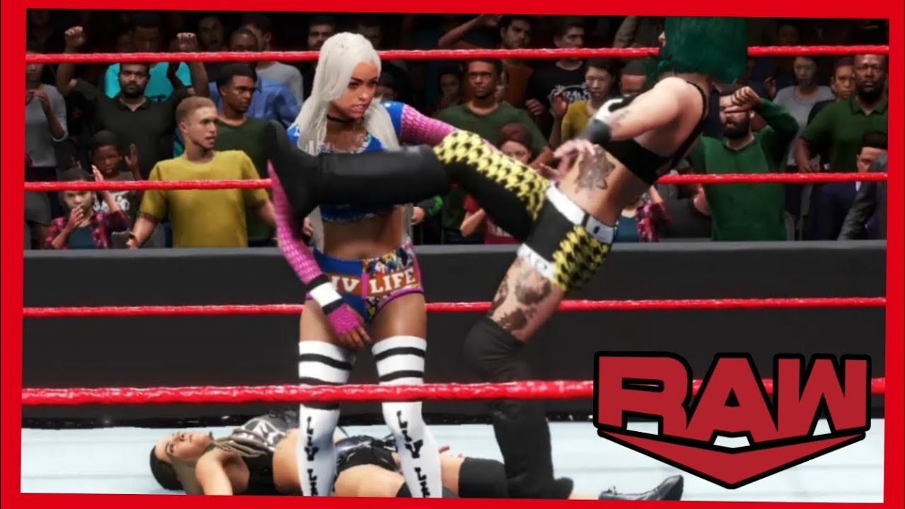 WWE 2K20|RAW LIV MORGAN VS RUBY RIOTT AND SARAH LOGAN 2 ON 1 HANDICAP ...
