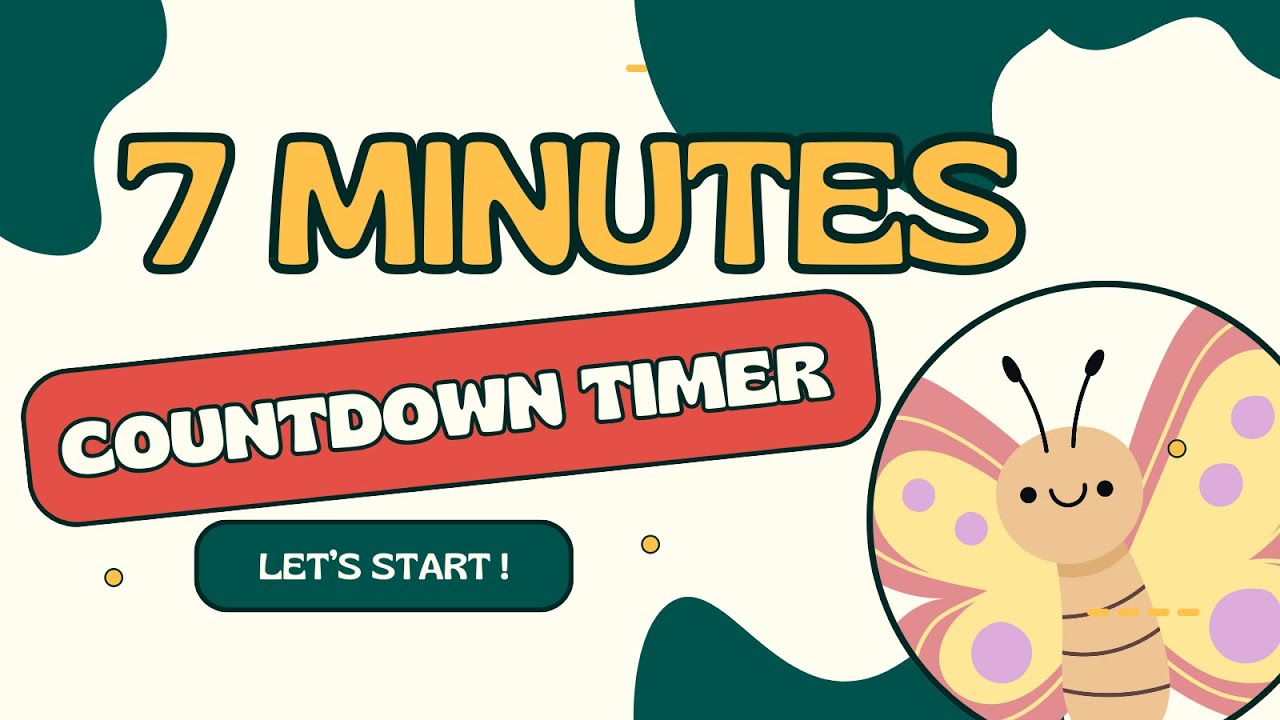 BUTTERFLY COUNTDOWN ! 7:00 🦋 timer from 7 minutes to zero in minutes ...