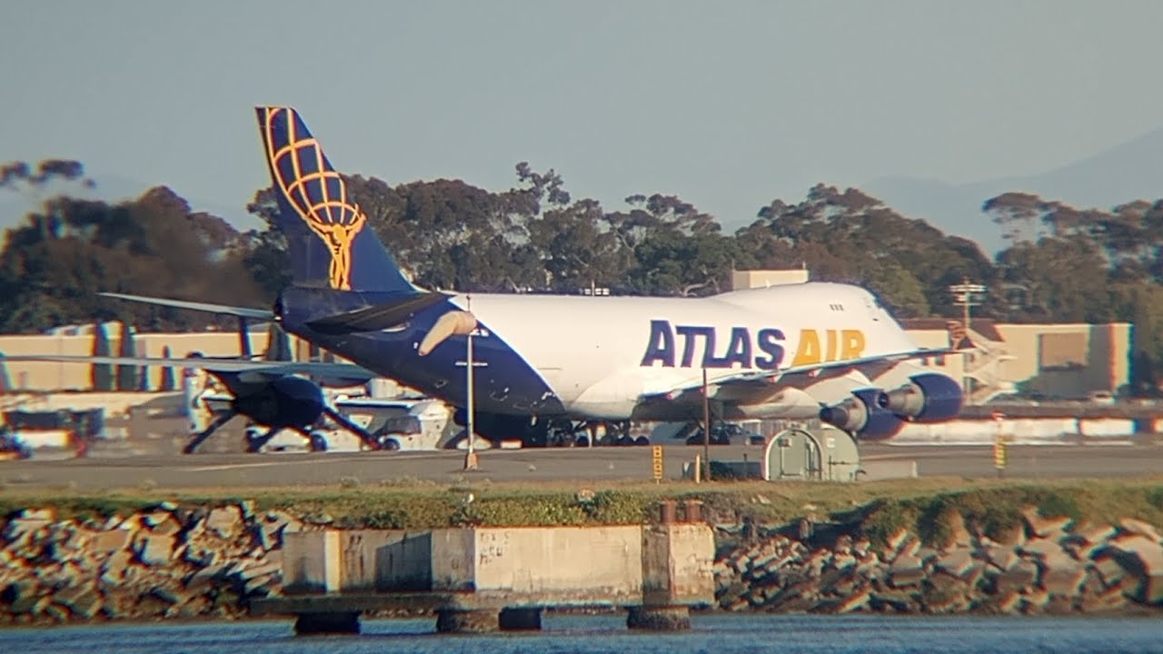 3/29/24 NAS North Island Ft Atlas Air Boeing 747 Cargo - YouTube