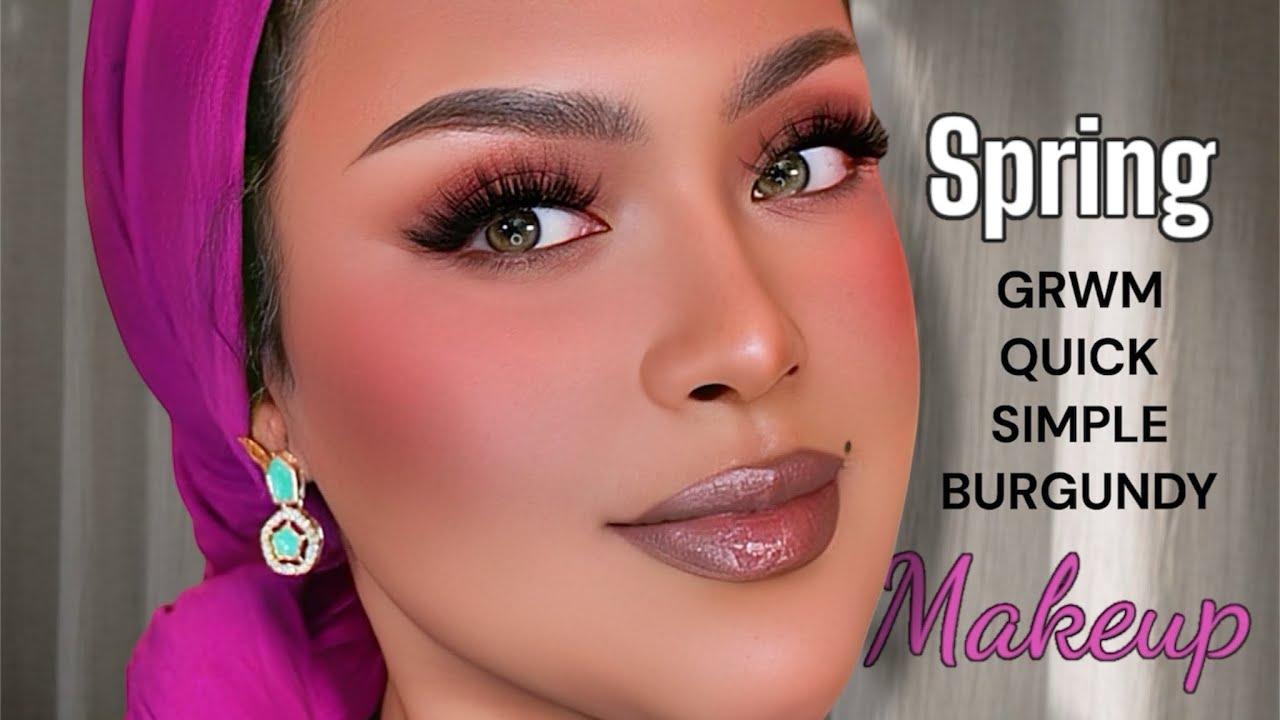 Easy Eyeshadow Tutorial for Hooded Eyes | Quick & Simple Burgundy Brown Spring Glam - YouTube