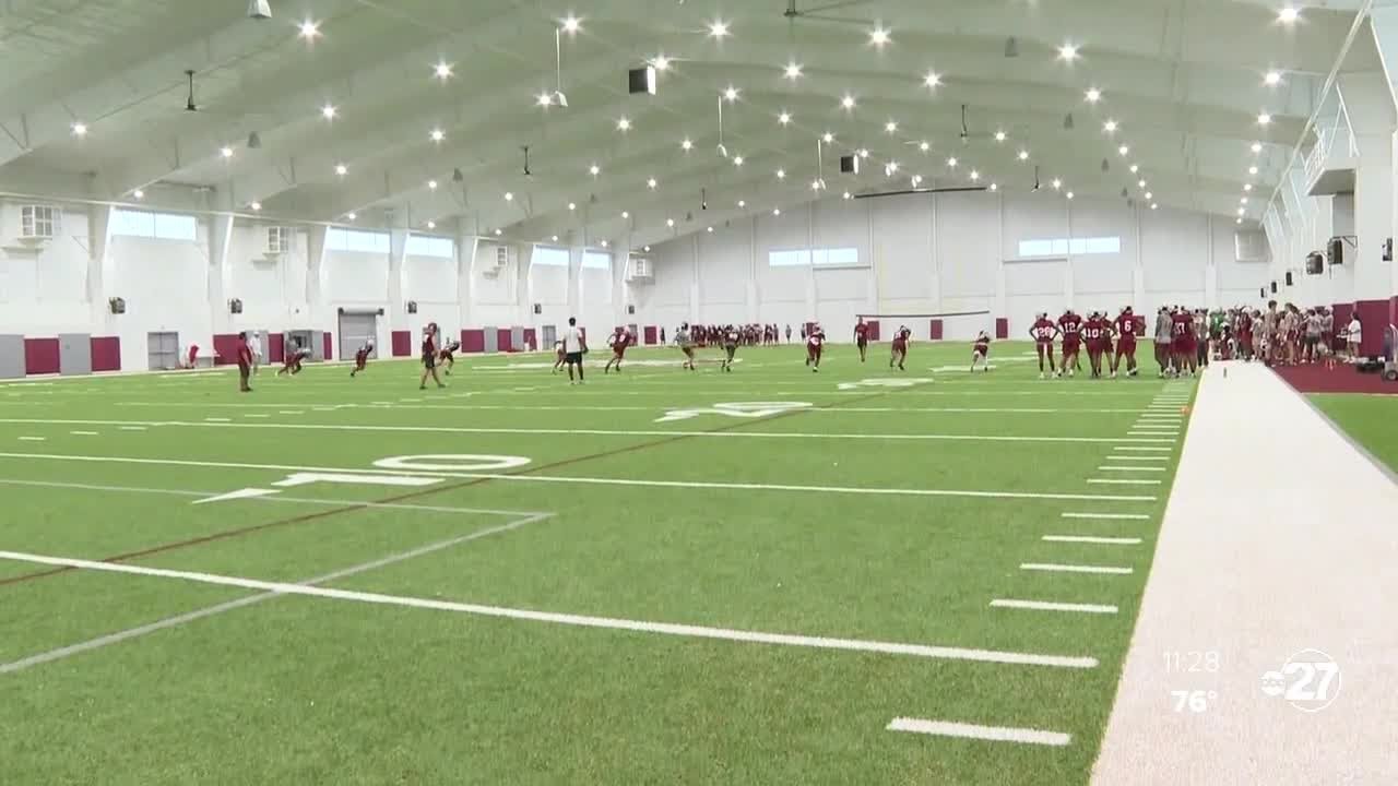 Lowndes enjoying new indoor practice facility - YouTube