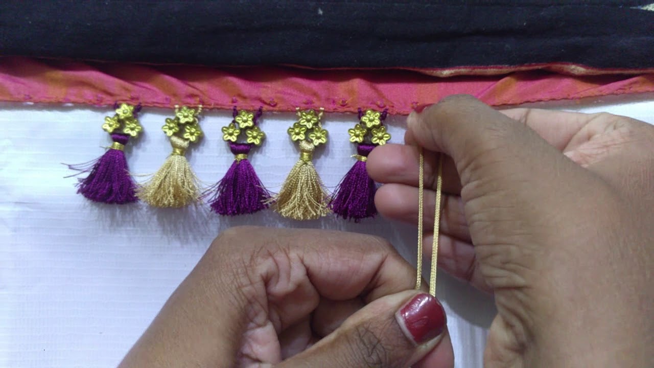 Saree kuchu with flower beads I Saree tassels making I Saree Gonde ...