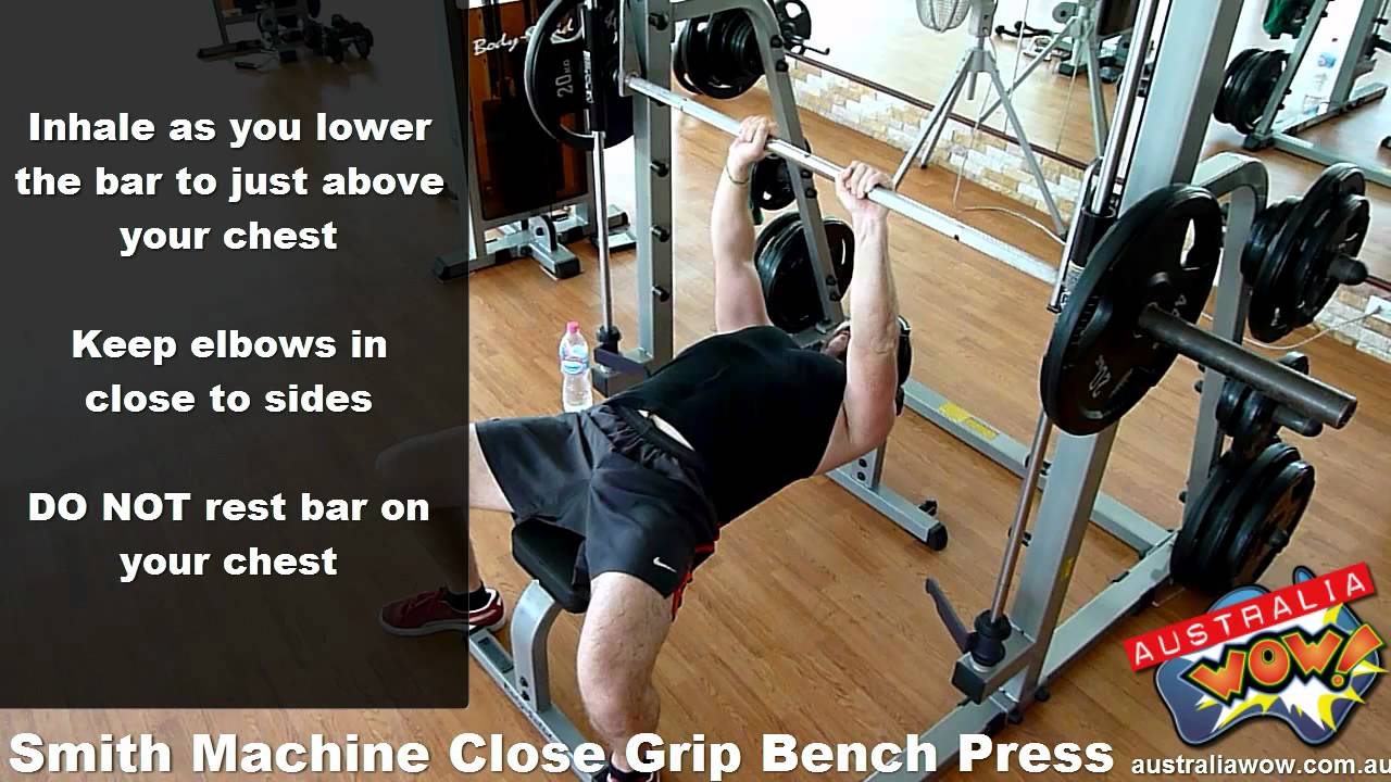Smith Machine Close Grip Bench Press - YouTube