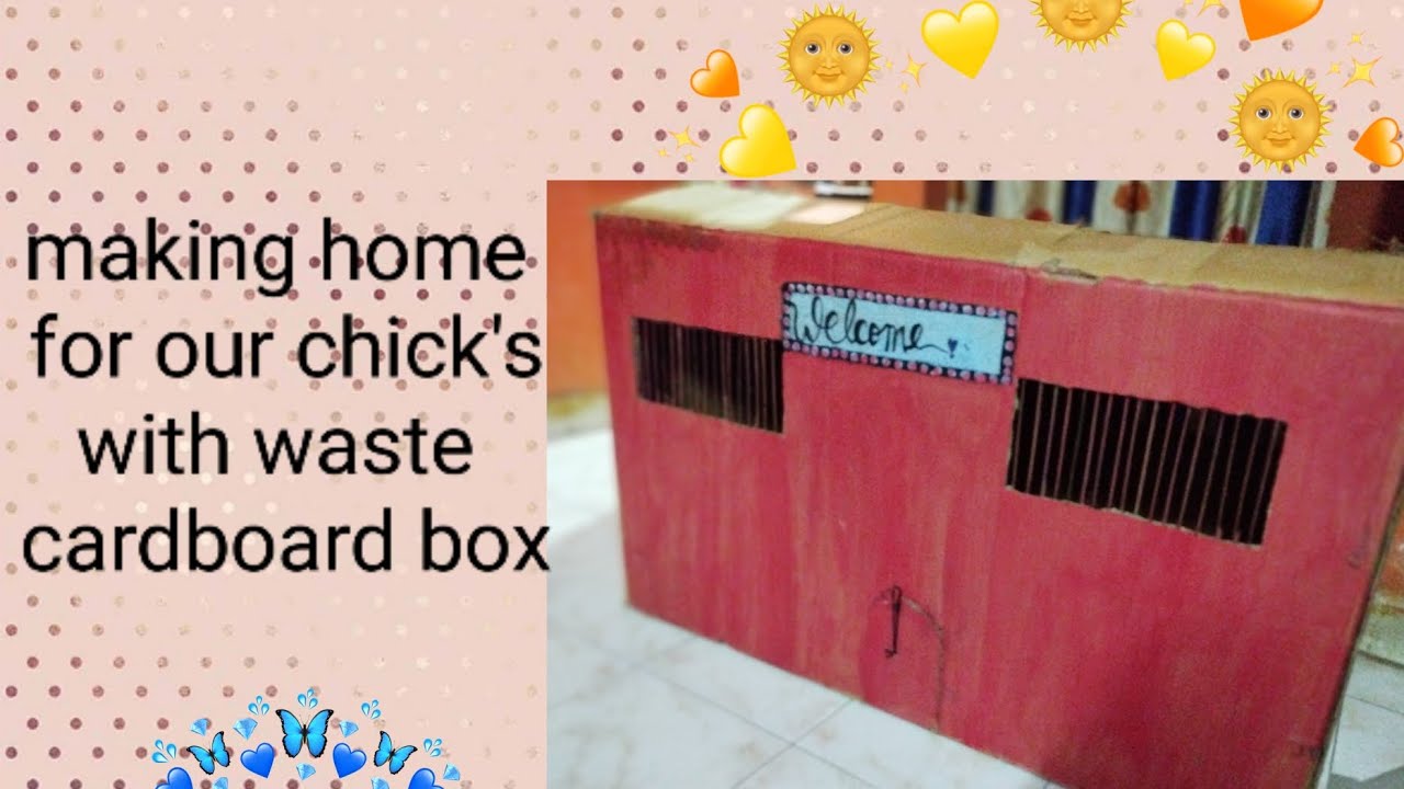 how to make cardboard house for chick 🐣|எலிய முறையில் கோழி குஞ்சு வீடு ...