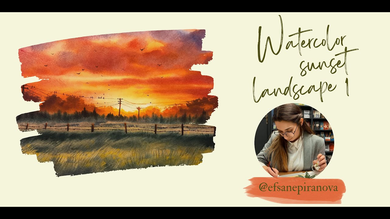 How to make a watercolour sunset landscape (Watercolour sunset ...