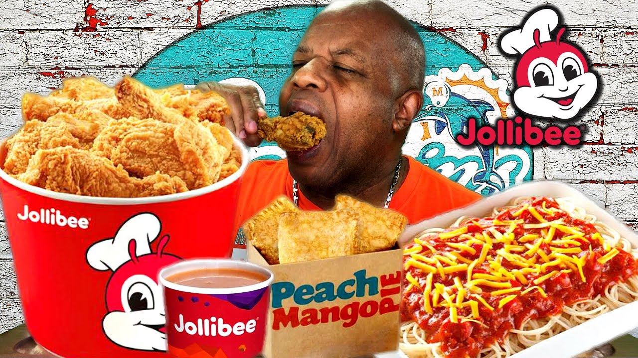 Jollibee Mukbang | Chickenjoy, Jolly Spaghetti, Peach Mango Pies - YouTube
