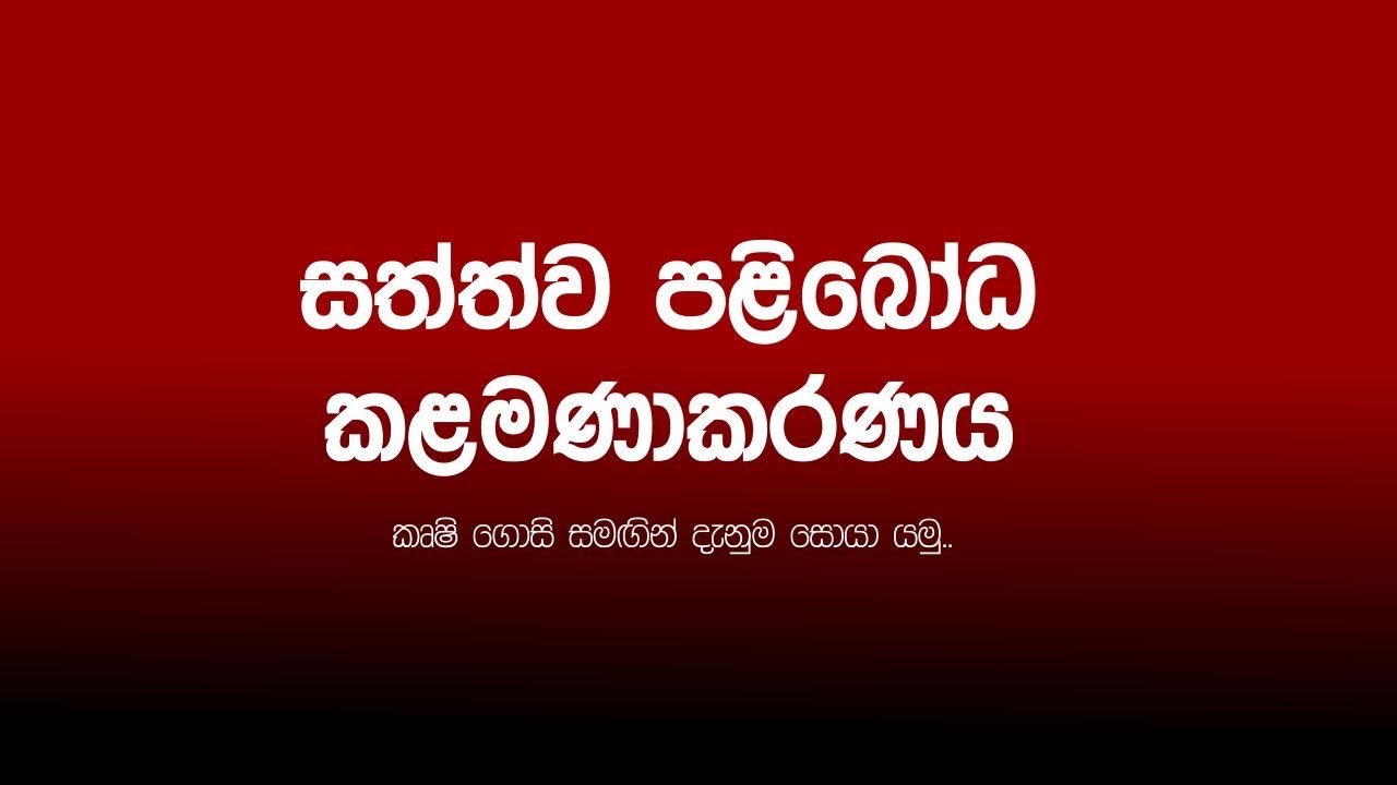 sathwa palibhodha kalamanakaranaya - YouTube