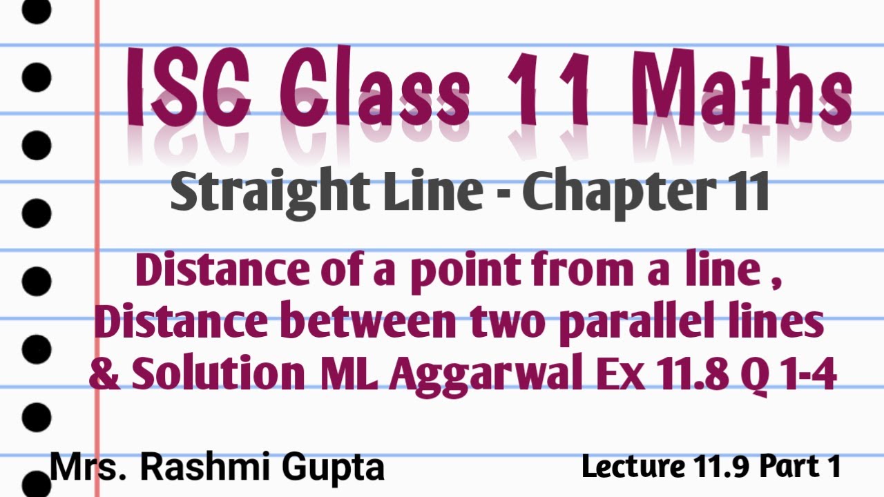 Isc Class 11 Maths Straight Lines Distance Of A Point From A Line
