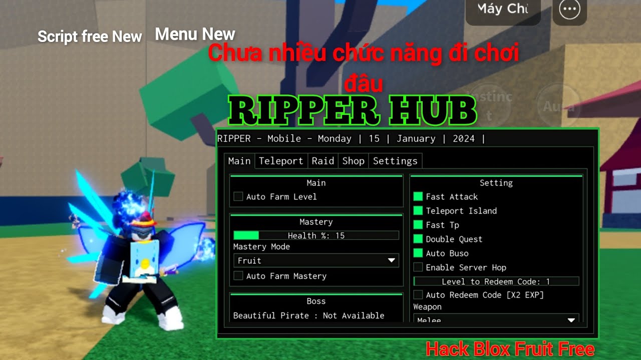 Hack Blox Fruit Ripper Hub Free No key menu giao diện mới Mobile - YouTube