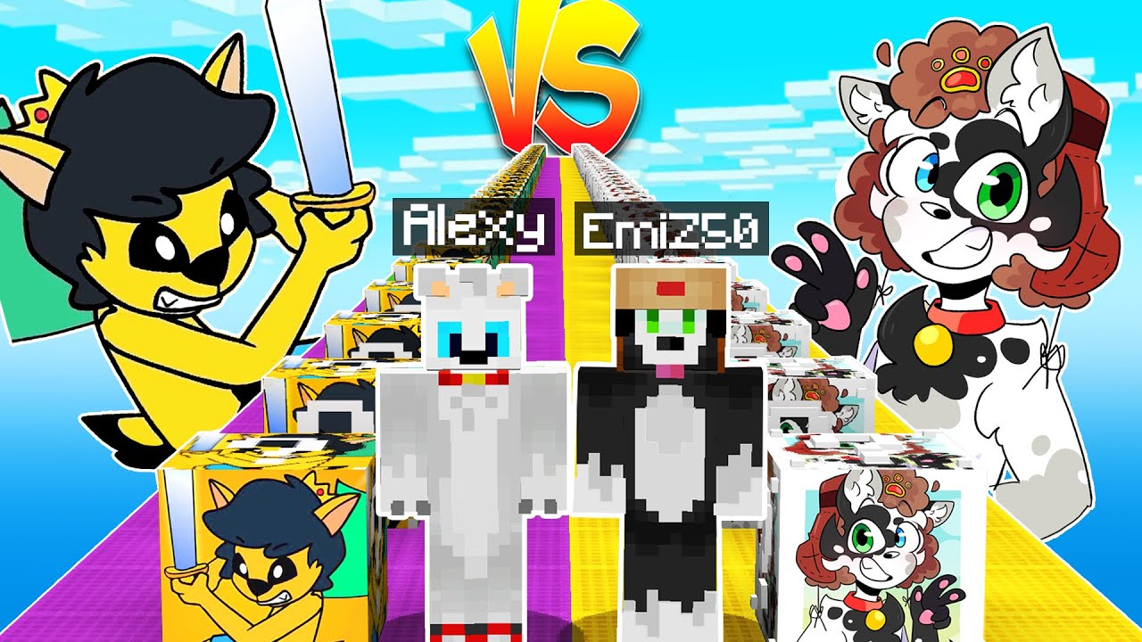 ¡DESAFIO de los LUCKY BLOCKS de MIKELLINO vs EMILEXY! 😂 CARRERA LUCKY ...