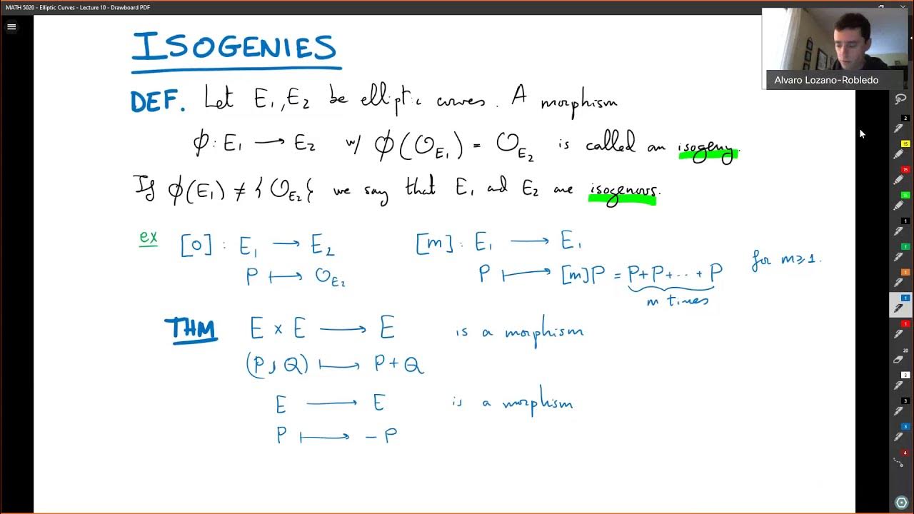 Elliptic Curves - Lecture 10a - Isogenies (part 1) - YouTube