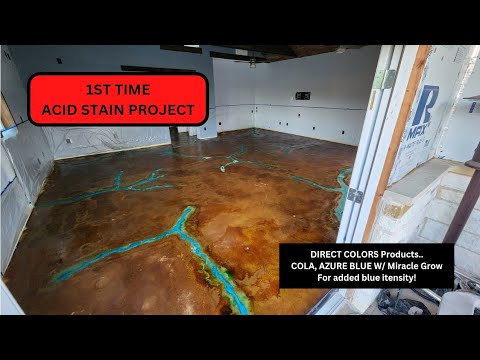 Acid Stain floor project: Video 1 of 3, Direct Colors products Cola and ...