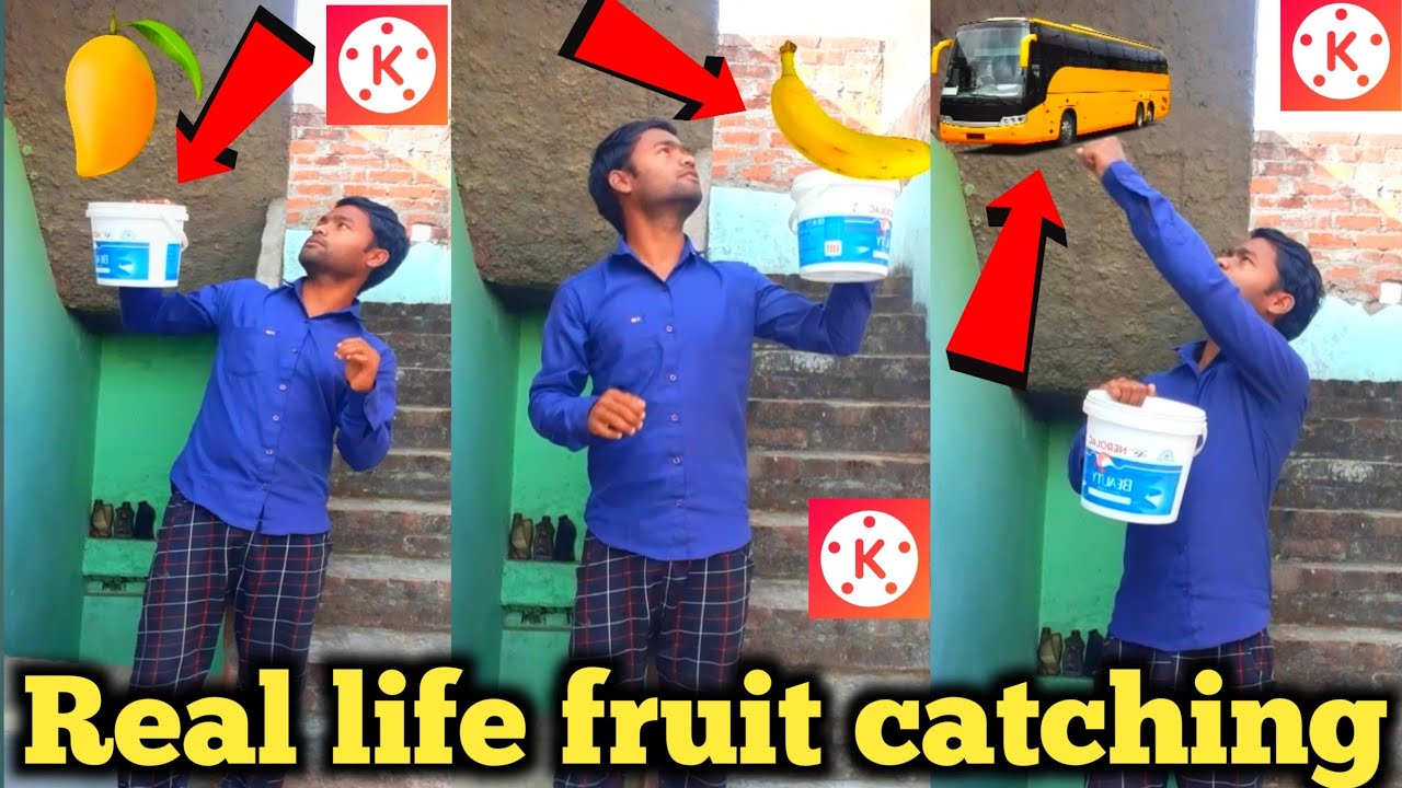 Real life fruits catching game//फलों को कैच करना सीखे//kinemaster full video editing tutorial ...