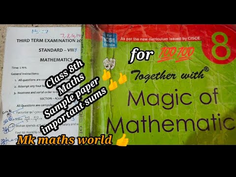 Class 8th maths Sample papers(Final term)👍ICSE👍For more videos you can ...