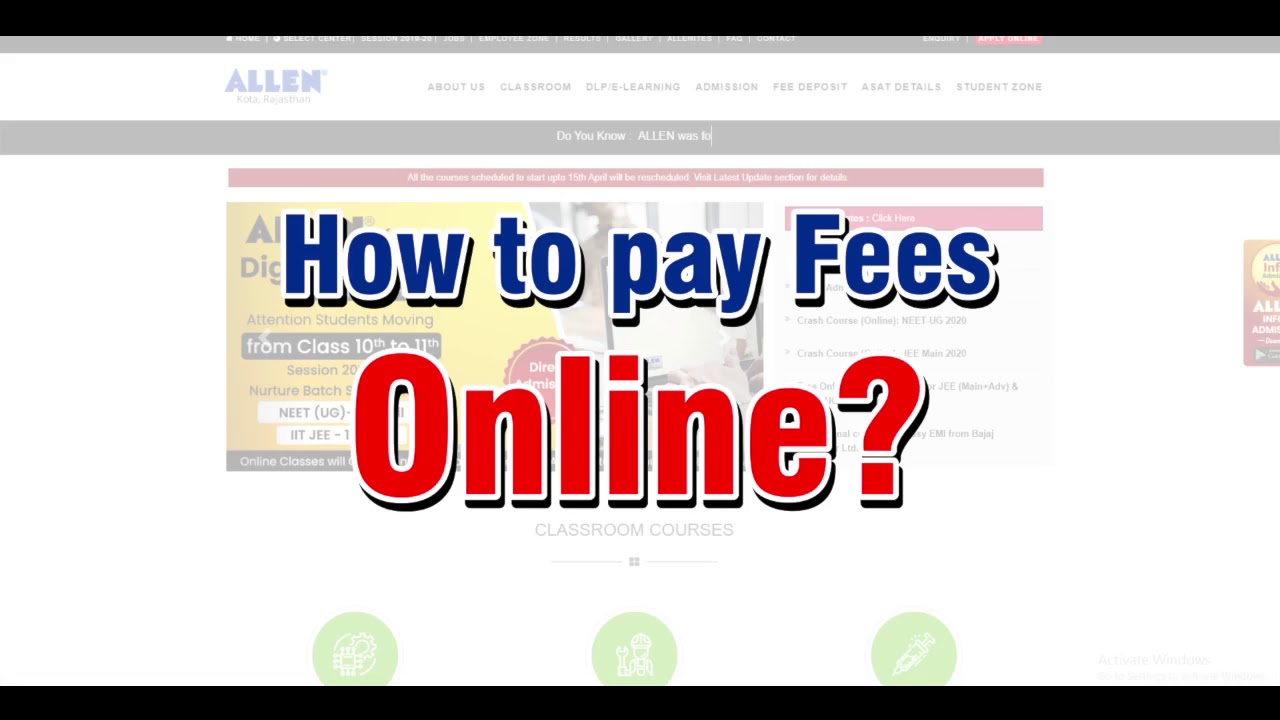 How to pay fee online for ALLEN CAREER INSTITUTE.. - YouTube