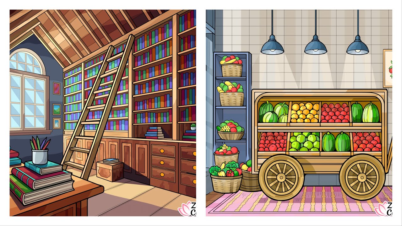 Home Library Room Enormus Bookcase Food Truck Zen Color App Paint by ...