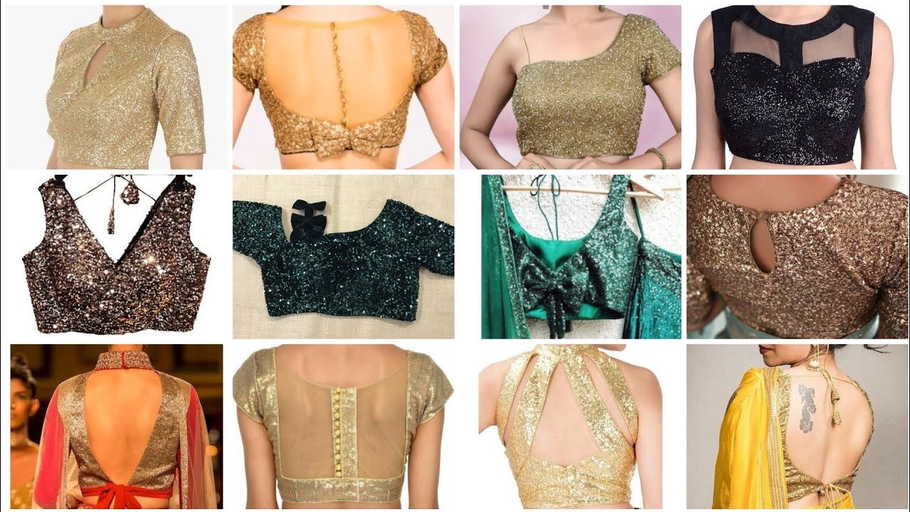 sequin blouse designs/blouse neck designs/blouse back neck designs ...