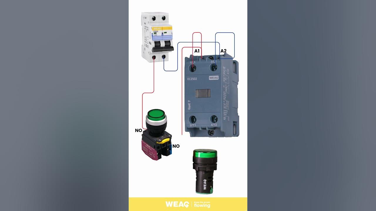 How to Connect a 2P Contactor with a Push Button and Indicator Light. - YouTube