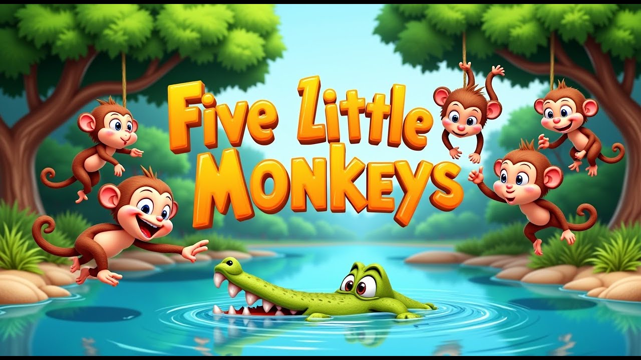 🐵 Five Little Monkeys Swinging in the Tree | Fun Kids Song & Nursery ...