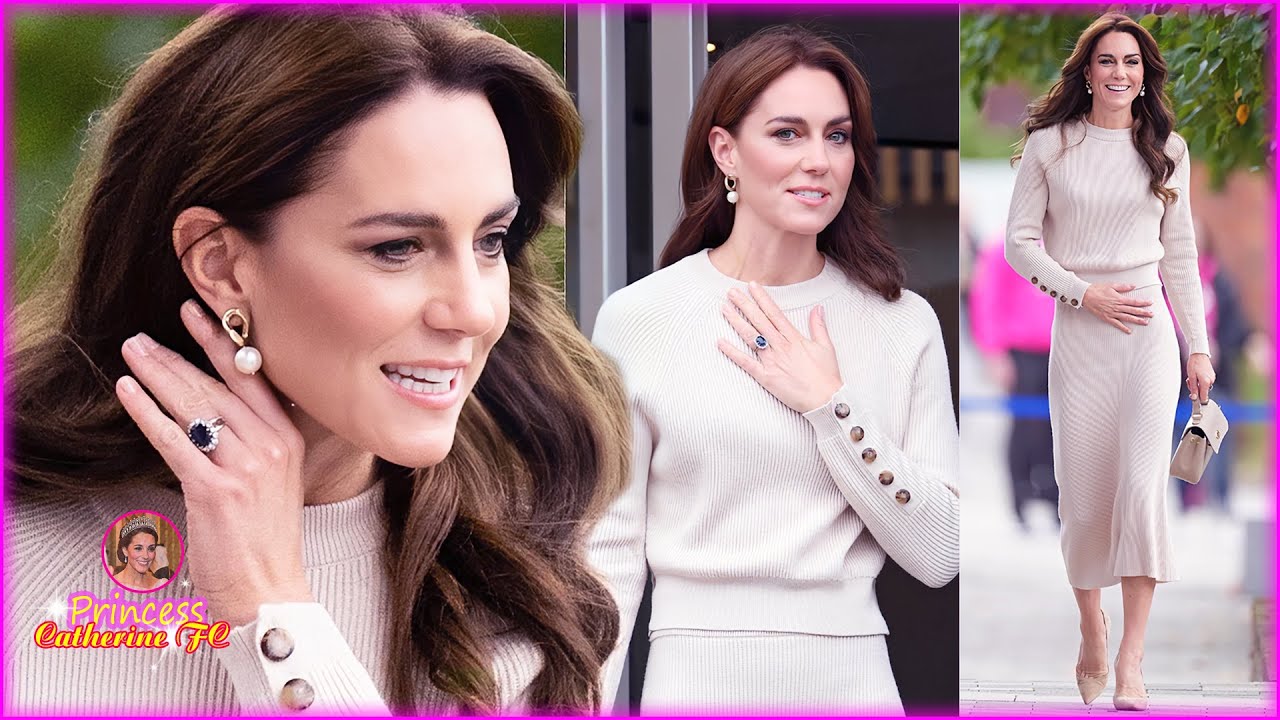 Catherine Elegant In Cream Knitted And Simone Rocha Earrings As She ...