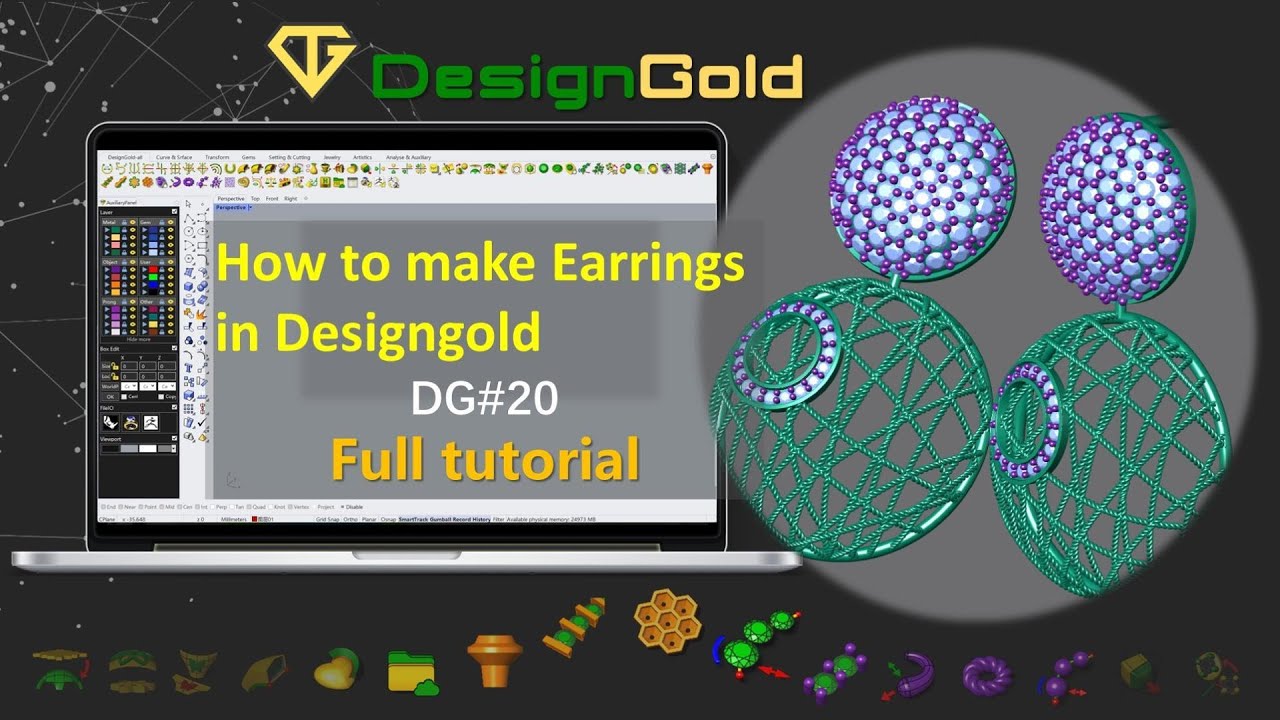 How to make Earrings in Designgold | Designgold | Rhino 3D | Matrix ...
