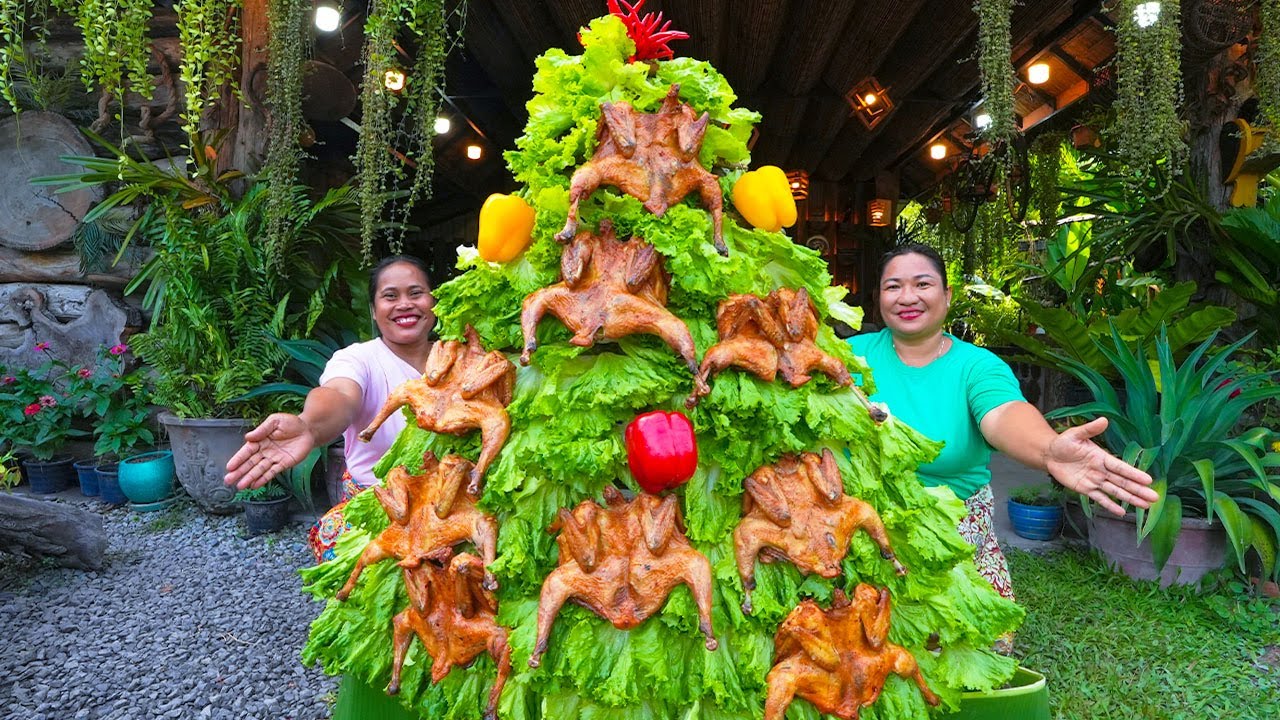 How to Make Chicken Christmas Tree | Market Tour Buying Chicken to Cook ...
